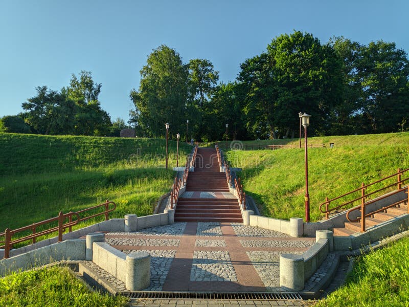 Extraordinarily Beautiful Green Forest and Stairs Opposite the Blue Sky ... Extraordinarily Beautiful Green Forest and Stairs Opposite the Blue Sky ...