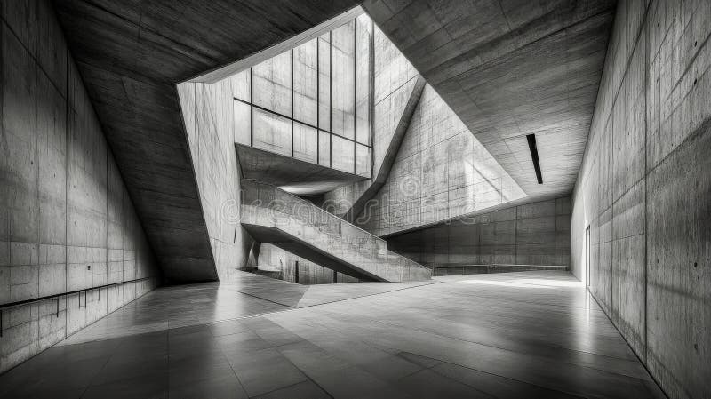 Dynamic Architectural Space Created with Sharp Angles and Concrete ...