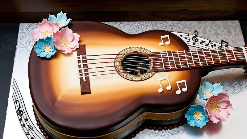 Classical Guitar Cake with Edible Strings and Fretboard Stock ...