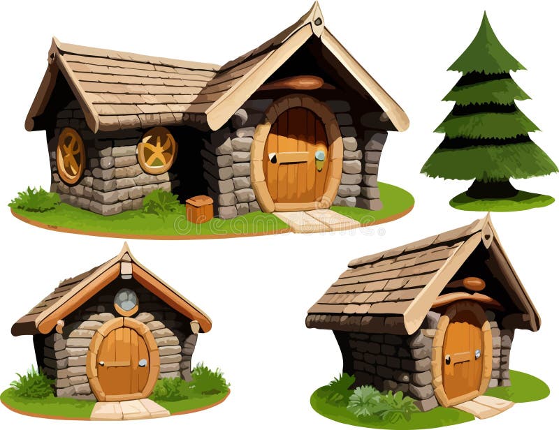 Extraordinary and Cuteness Dwarf and Hobbit House Stock Vector ...