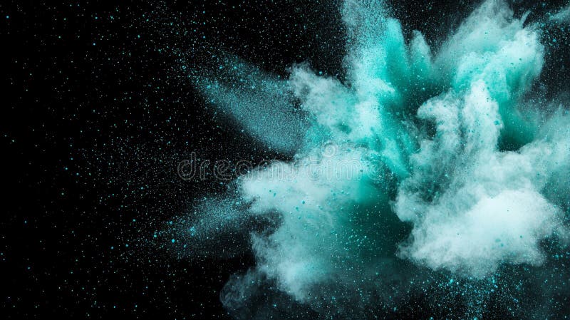 An Extraordinary Explosion of Turquoise Particles Emerges, Radiating ...