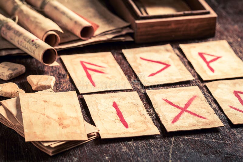 Extraordinary Runic Divination by Cards and Rune Stones Stock ...