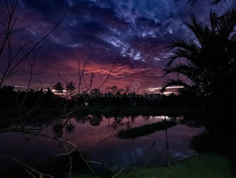 An Extraordinary Sunset before Dark at Night Stock Image - Image of ...