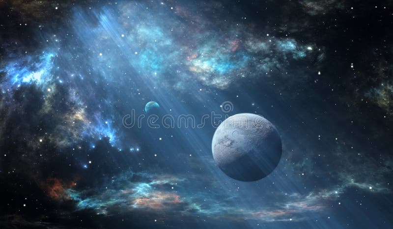 Extrasolar Planet with Atmosphere and Moon Stock Illustration ...