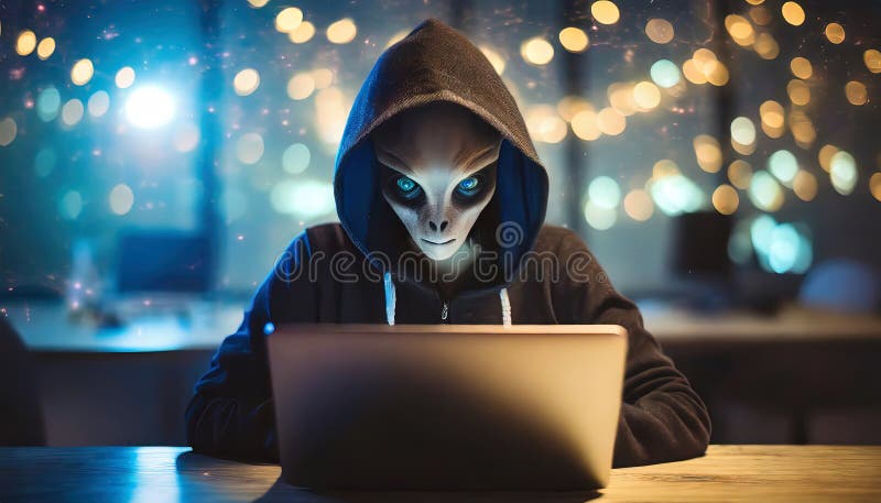 Extraterrestrial Alien As Computer Hacker, Generative AI Stock ...