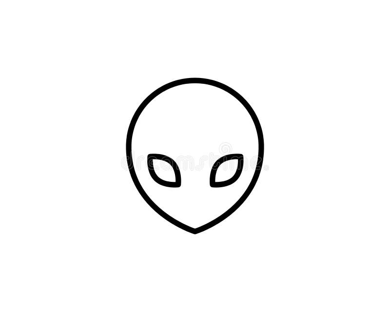 Extraterrestrial Alien Face or Head Symbol Flat Icon for Apps and ...