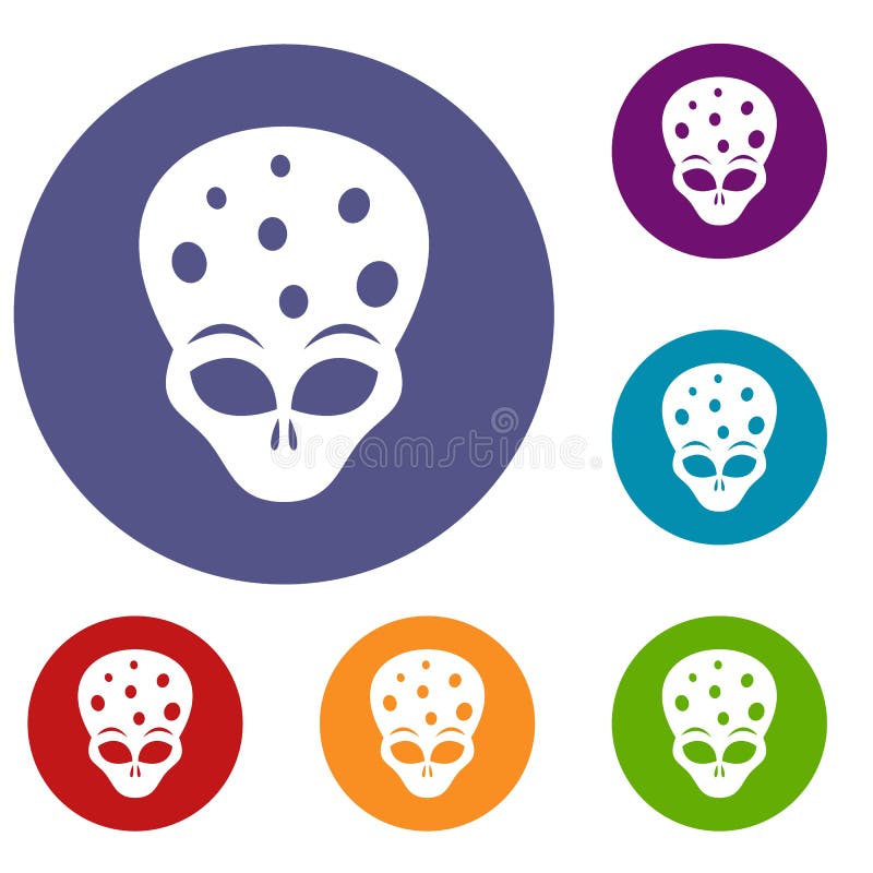 Extraterrestrial Alien Head Icons Set Stock Vector - Illustration of ...