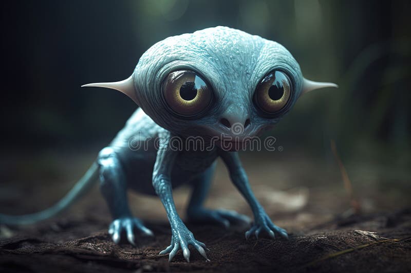 Extraterrestrial Creature Standing on Four Limbs on the Ground, Looking ...