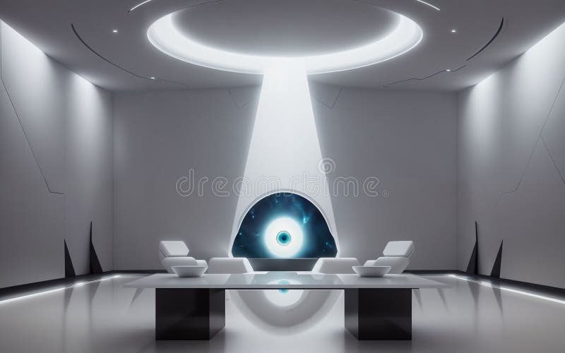 Extraterrestrial Elegance a Sleek and Minimalist Space Room with Cosmic ...