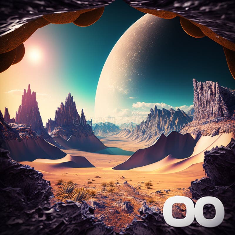 Extraterrestrial Landscape, Scenery of Alien Planet in Deep Space Stock ...