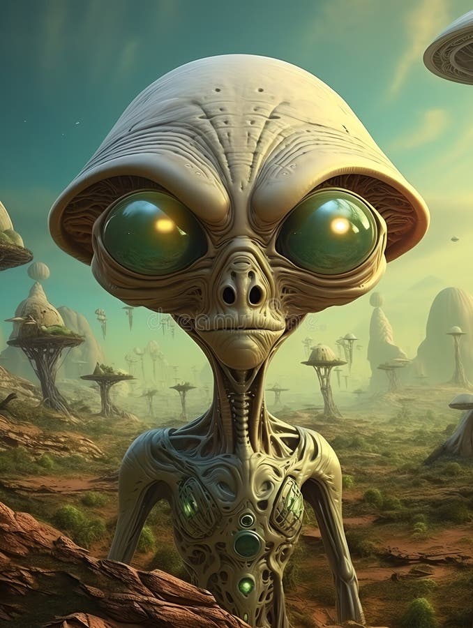 Extraterrestrial Life Form Communicating with Earth Sci Fi Illustration ...