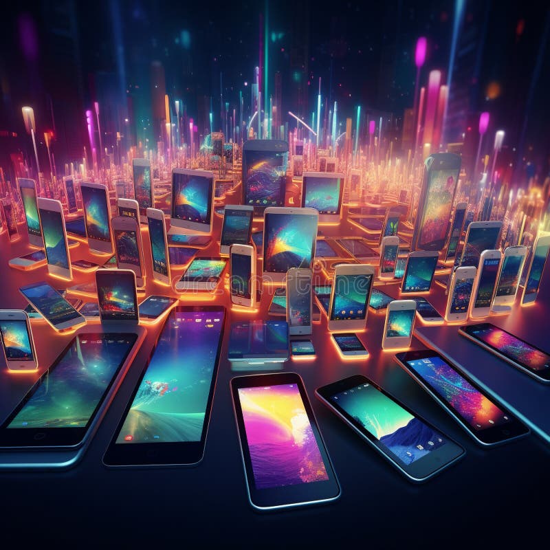Extravagant Display of Smartphones and Tablets Stock Photo - Image of ...