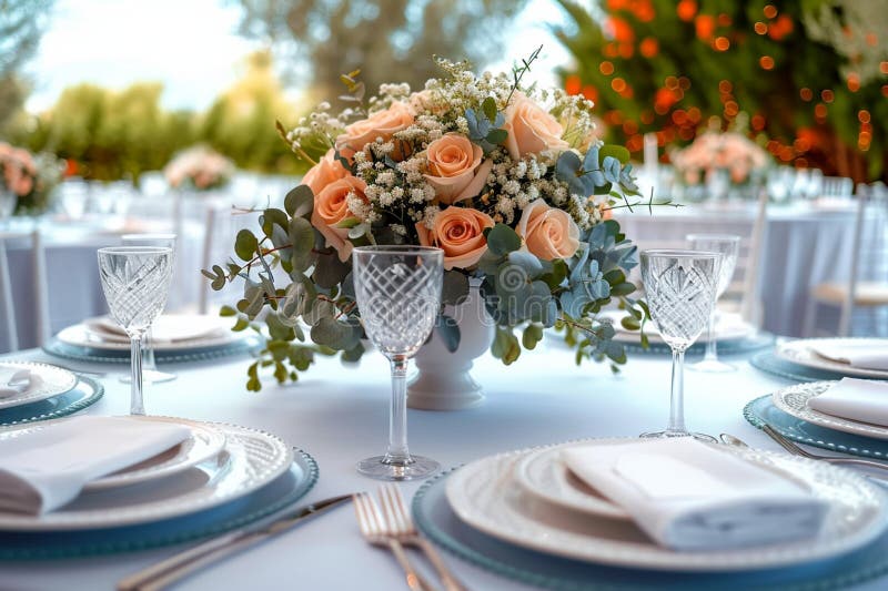 Extravagant Event Table at Luxury Wedding Reception Adorned Beautifully ...
