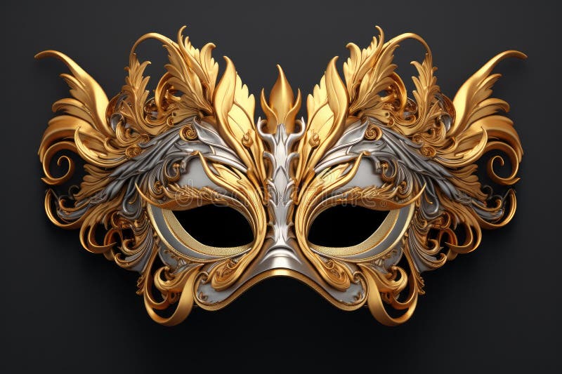 Extravagant Golden Masquerade Mask with Elaborate Feather Design ...