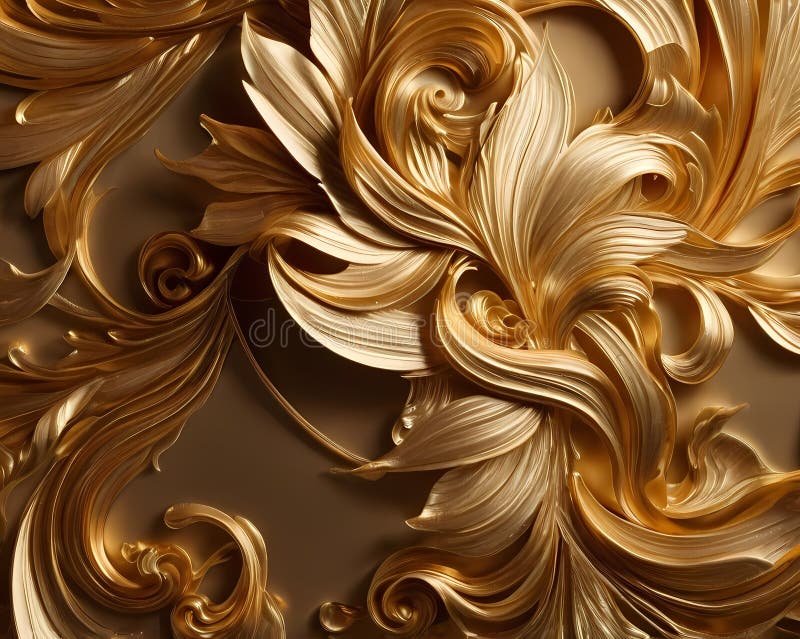 Extravagant Golden Texture with Flowing Ornamental Patterns, Perfect ...