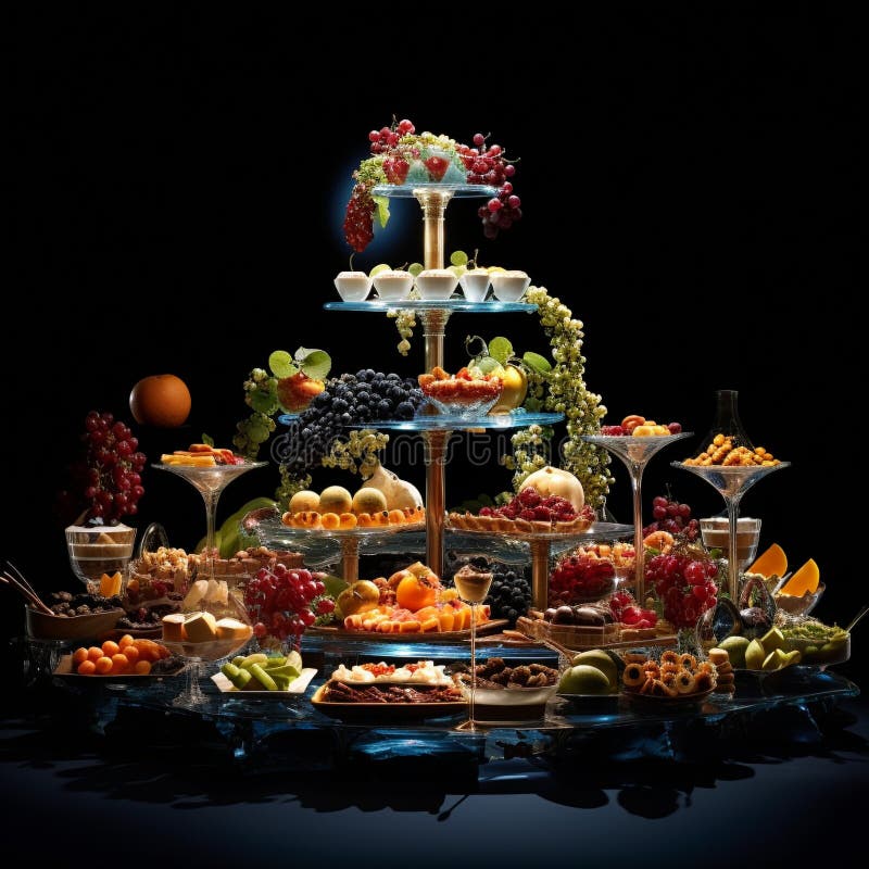 Extravagant Reception Buffet Setup with Visually Stunning and Vibrant ...
