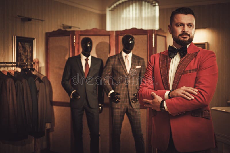 Extravagant Stylish Man in Tailor Studio Stock Photo - Image of ...