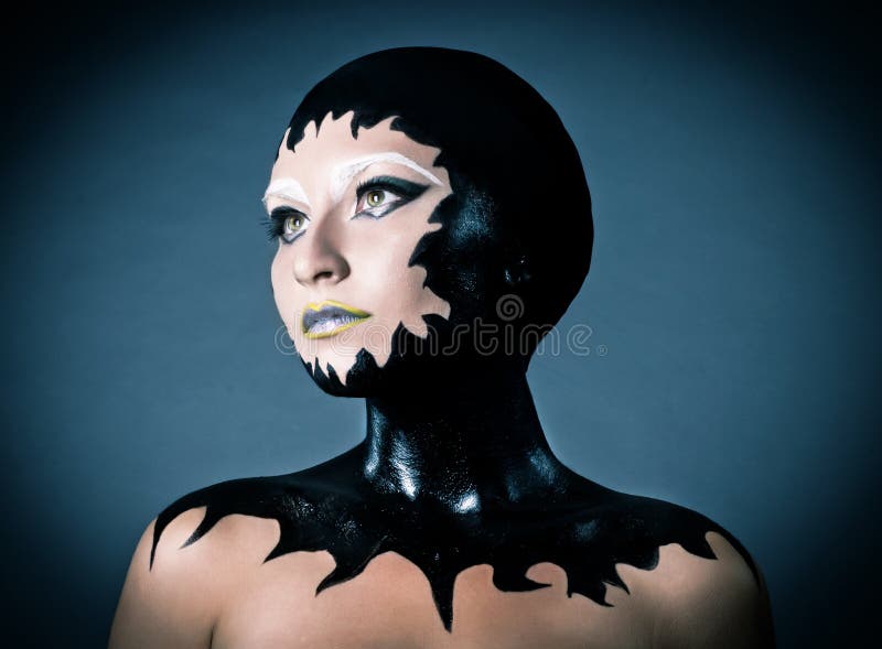 Extravagantly Made-up Girl Poses Stock Image - Image of bodypaint ...