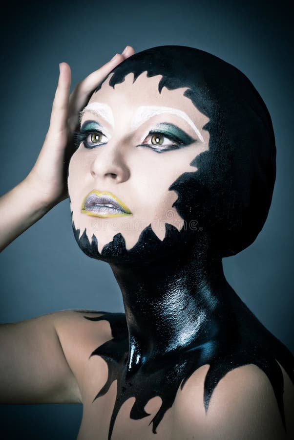 Extravagantly Made-up Girl Poses Stock Photo - Image of gorgeous ...