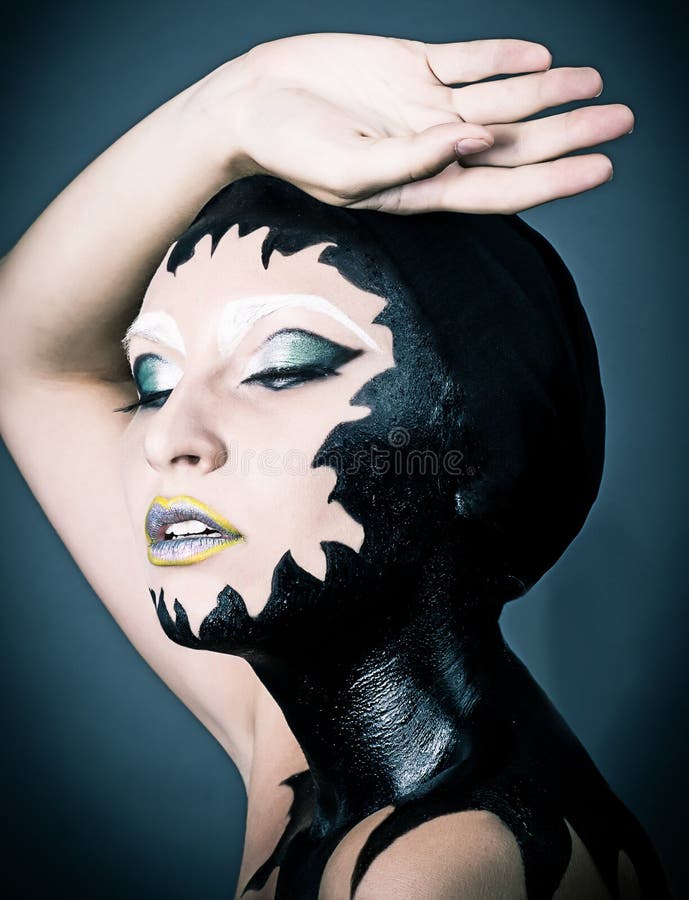 Extravagantly Made-up Girl Poses Stock Photo - Image of beautiful ...
