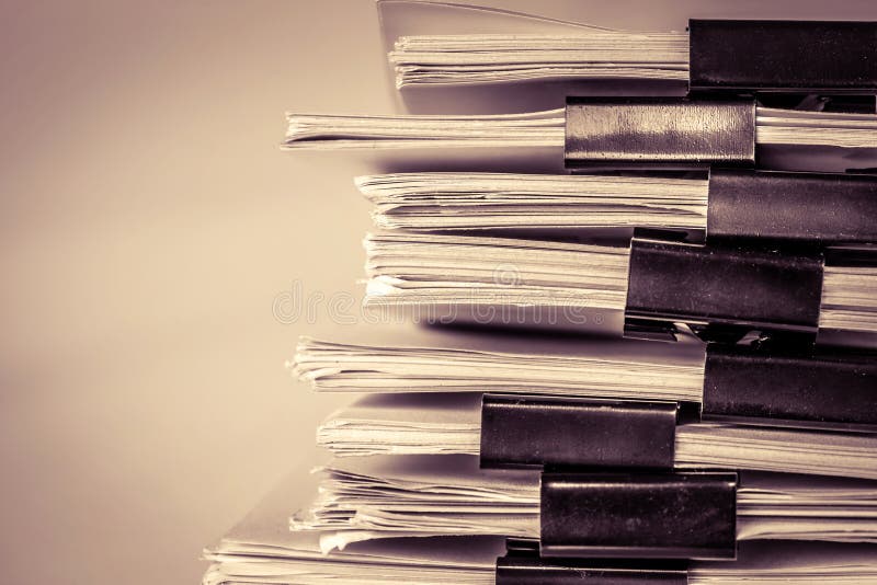 Extreamly Close Up the Stacking of Office Working Document with Stock ...