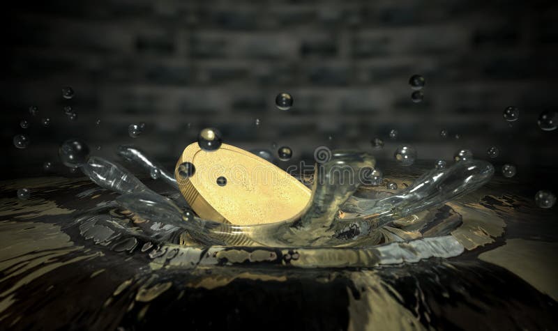 Coin Hitting Water Splash stock illustration. Illustration of bore ...