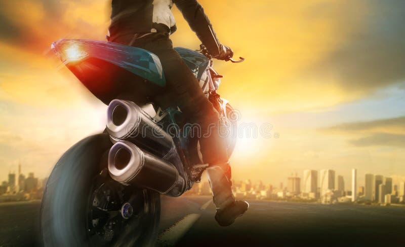 Extreme Action of Man Riding on Big Motorcycle Stock Photo - Image of ...