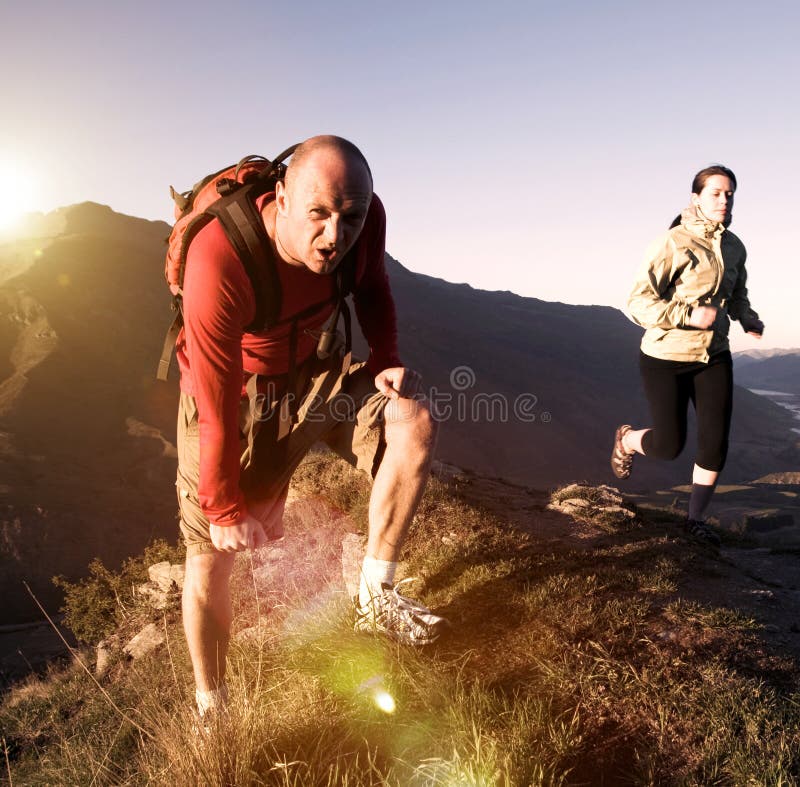 Extreme Athletes Exercising in the Mountains Concept Stock Photo ...