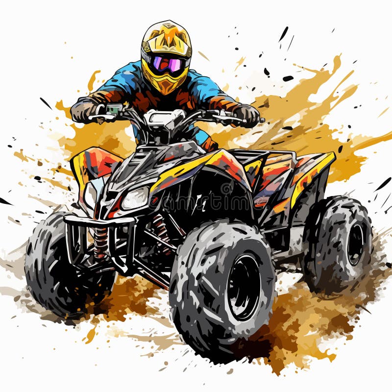 Extreme ATV Riding Illustration on White Background Stock Image - Image ...