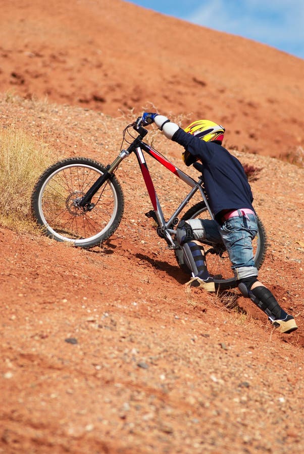 Extreme bike uphill stock photo. Image of clay, cross - 1632110