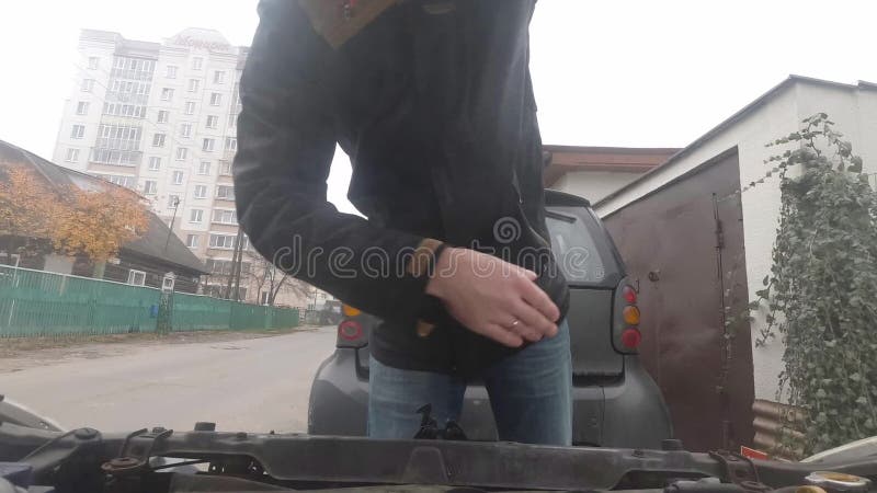 Extreme Car and Anger Problems. Engine Overheated Stock Footage - Video ...