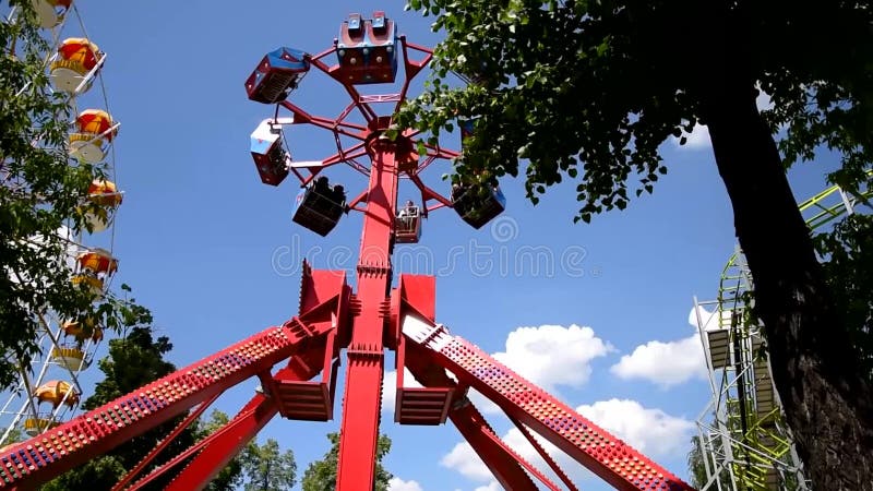 Extreme Carousel in an Amusement Park. a Spinning Dangerous Ride Stock ...