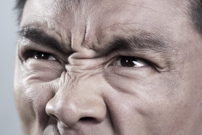 Extreme Close Up on Angry Mans Face Stock Photo - Image of human ...