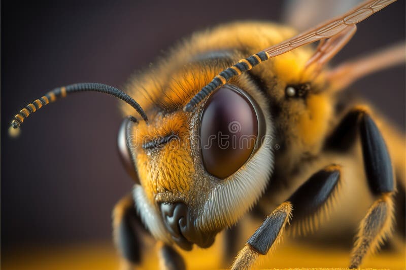 Extreme Close Up of a Bee, Macro of a Honeybee. Generative AI Stock ...