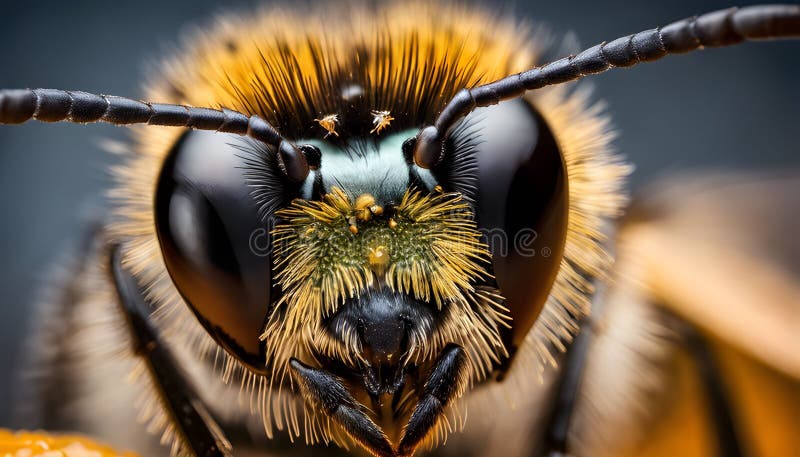 Extreme Close-up of a Bee S Face Showcasing Intricate Details and ...