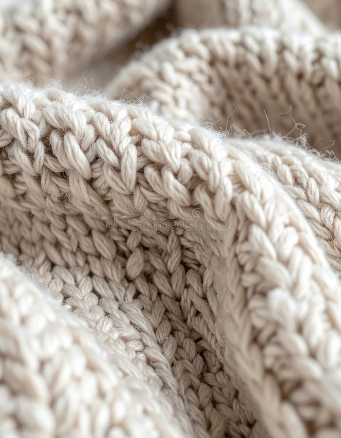 Extreme Close Up of Beige Knitted Wool Fabric Seamless Texture ...