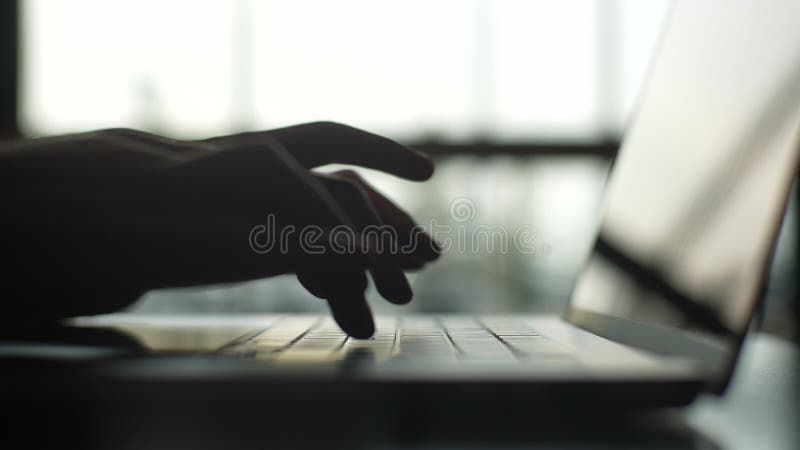 Extreme Close Up Cropped Shot Of Unrecognizable Male Hacker Programmer