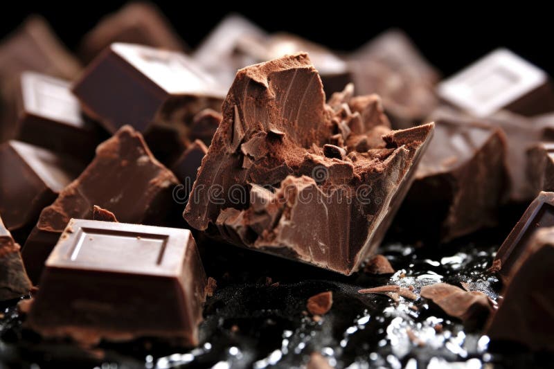An Extreme Close-up of Dark Chocolate Chunks Stock Image - Image of ...