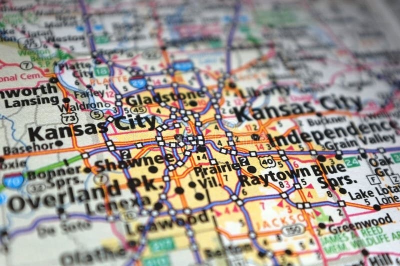 Mapa de Kansas City foto de stock. Imagem de visitante, estados - 26576