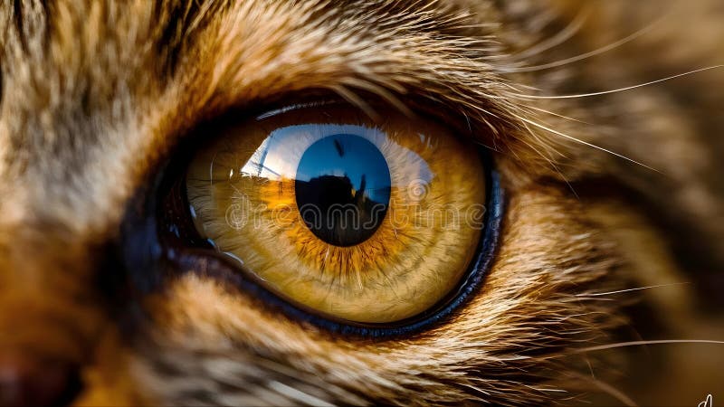 Extreme Close Up Eye of Cat Stock Illustration - Illustration of ...