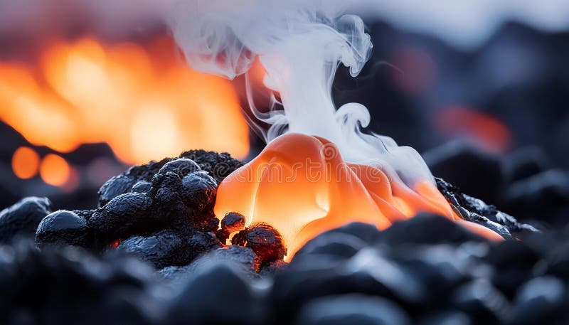 An Extreme Close Up on a Flow of Lava and Magma. Stock Illustration ...