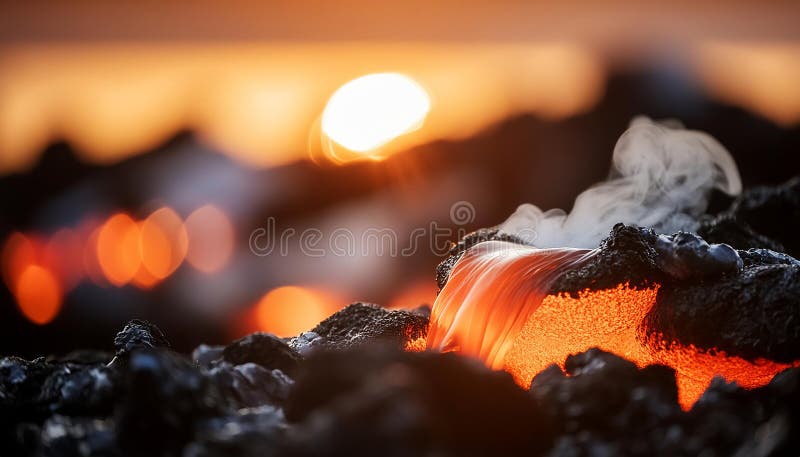 An Extreme Close Up on a Flow of Lava and Magma. Stock Illustration ...