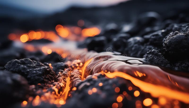 An Extreme Close Up on a Flow of Lava and Magma. Stock Illustration ...