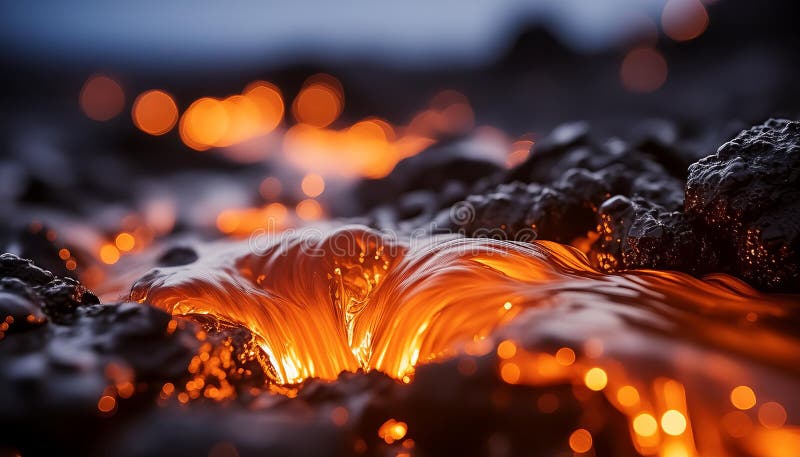 An Extreme Close Up on a Flow of Lava and Magma. Stock Illustration ...