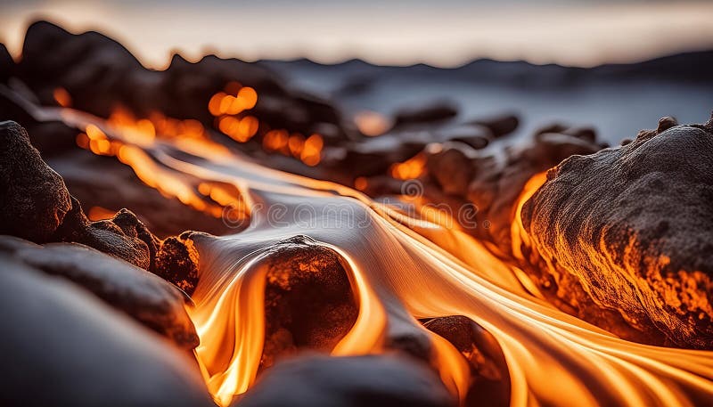 An Extreme Close Up on a Flow of Lava and Magma. Stock Illustration ...