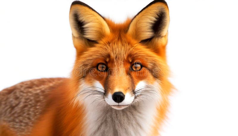 Close-up of a Head of Red Fox Isolated on White Background - Generative ...