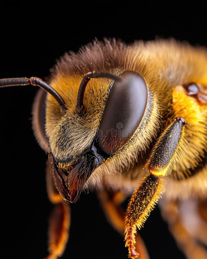 Extreme Close-up of a Fuzzy Bee Stock Illustration - Illustration of ...