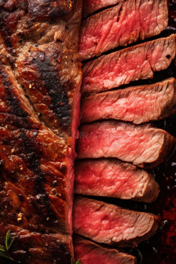 Extreme Close-Up of Grilled Beef Steak AI Generated Stock Illustration ...