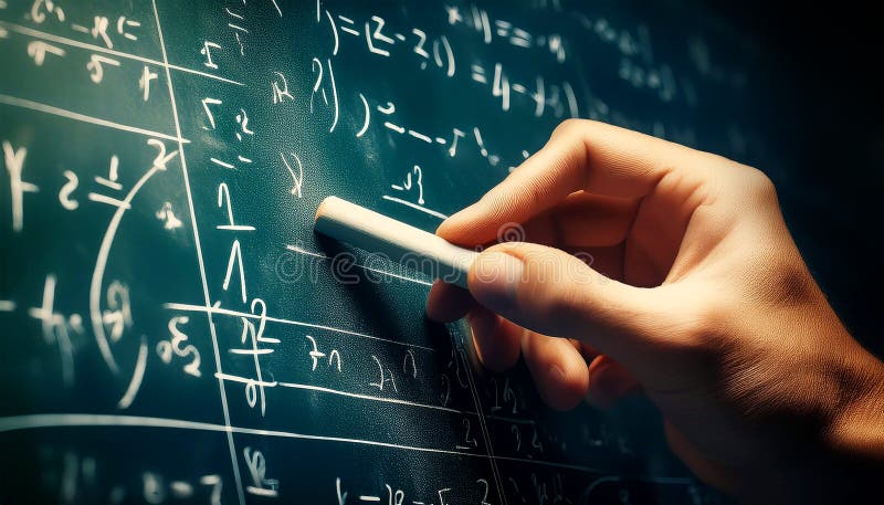 Hand Holding Chalk and Writing a Complex and Sophisticated Mathematical ...