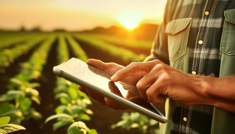 Male Farmer Using a Digital Tablet while Working on a Farm - Generative ...